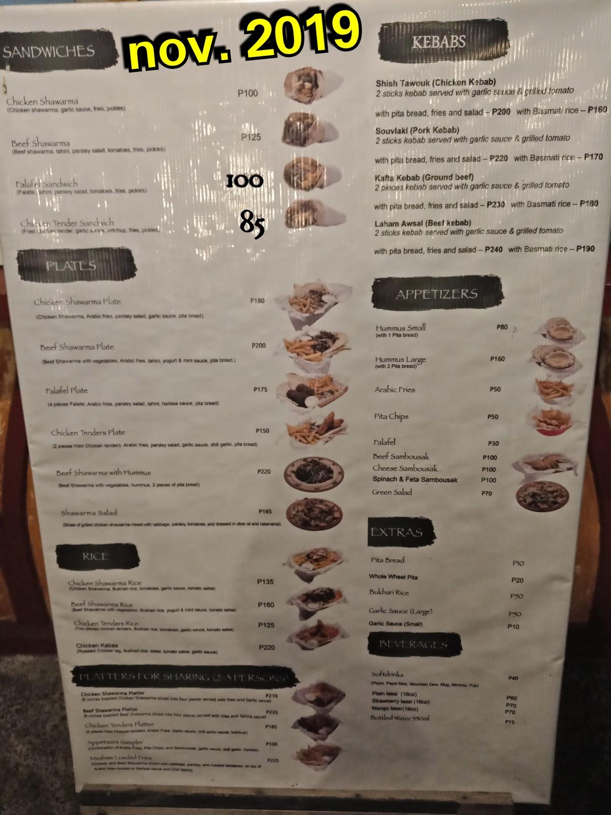 Menu at Meshwe restaurant, Quezon City, Bristol St