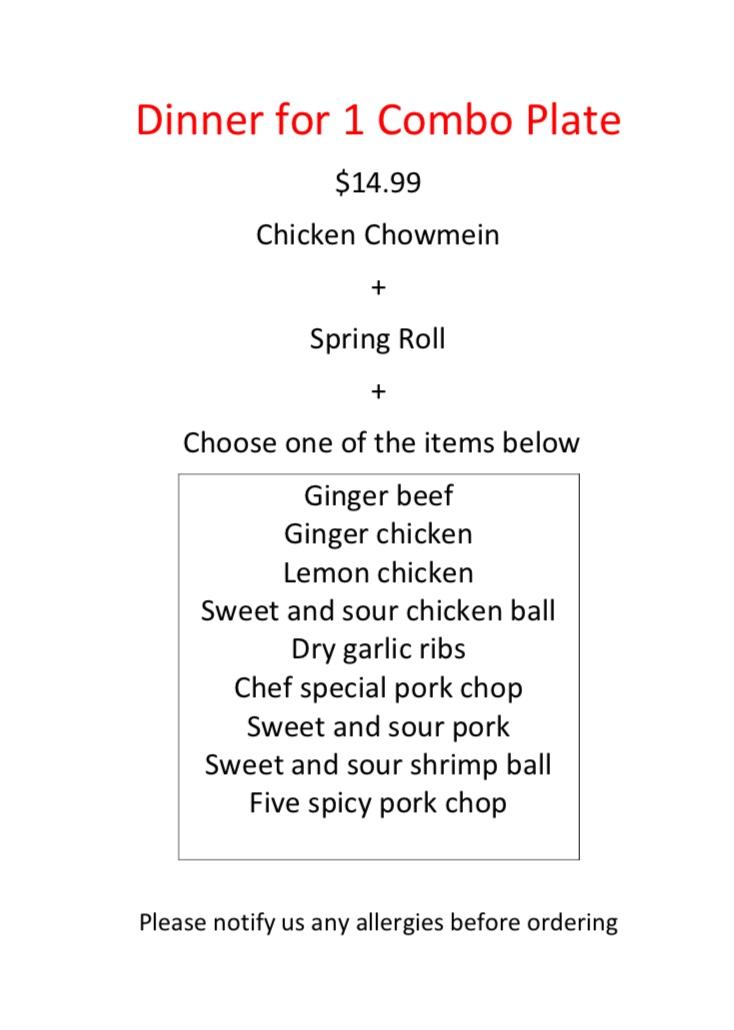 Menu at Moon House Restaurant, Claresholm