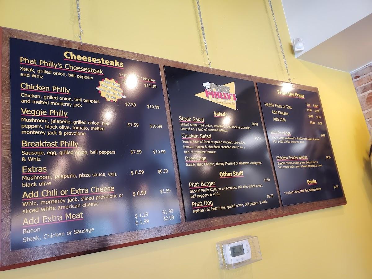 Menu at Phat Philly's Cheesesteaks restaurant, Tulsa
