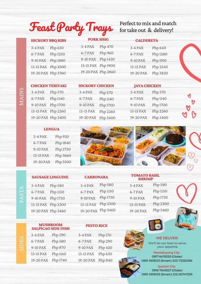Menu at Plana's Pantry restaurant, Quezon City