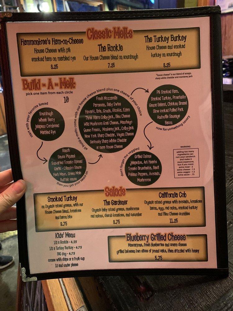 Menu at Hammontree's Grilled Cheese pub & bar, Fayetteville