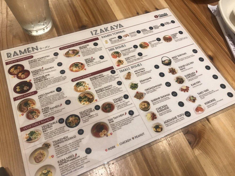 Menu at Hanabi Ramen Carrollton restaurant, Carrollton