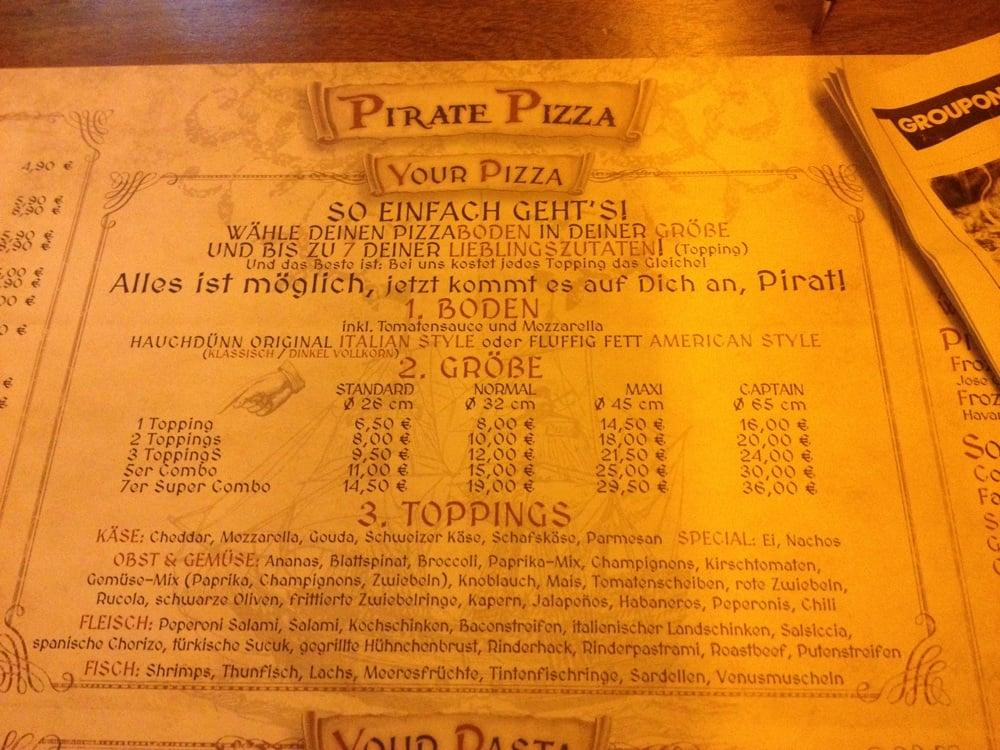 Speisekarte von Pirate Pizza, Berlin