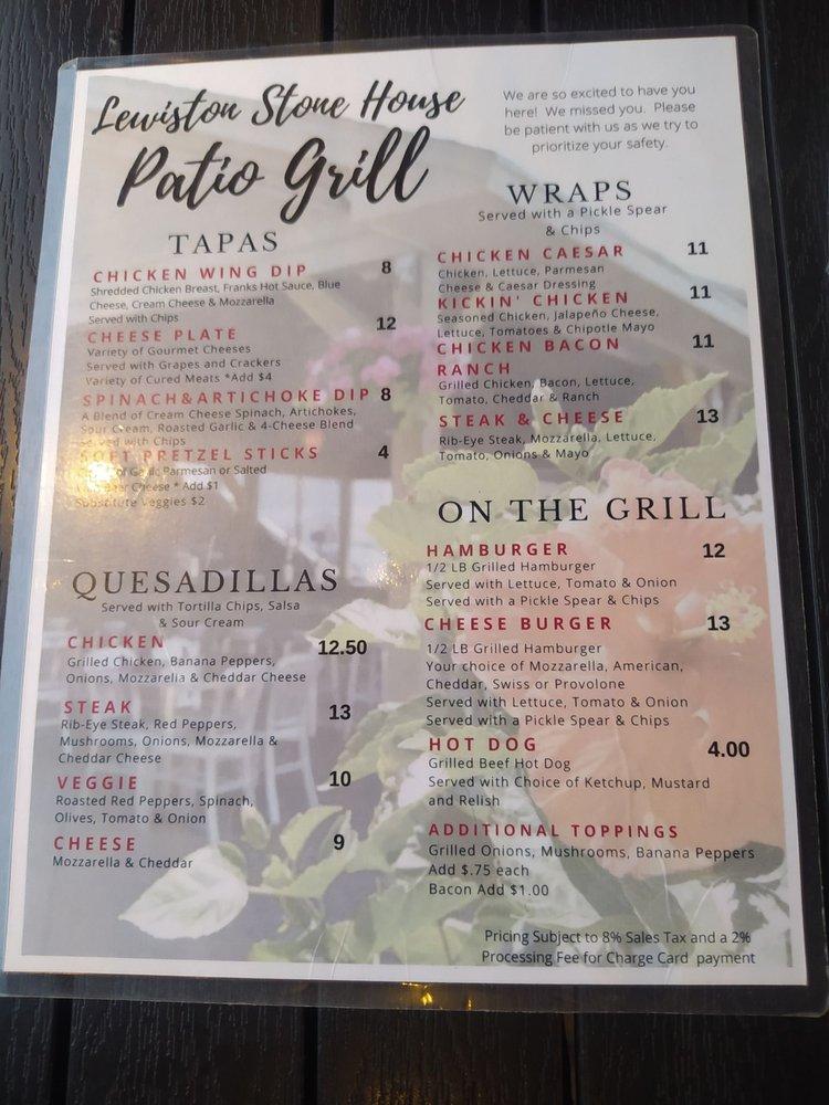Menu at The Lewiston Stone House pub & bar, Lewiston
