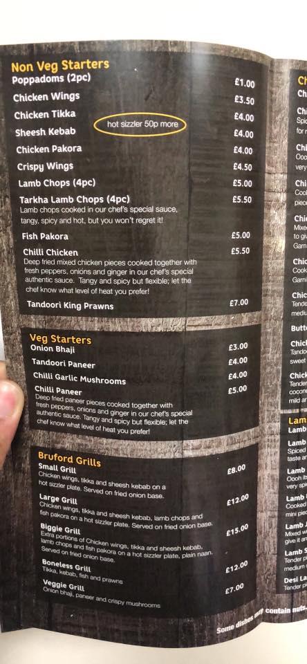 Menu at Bruford Arms pub & bar, Wolverhampton