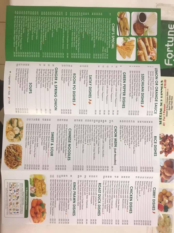 Menu at Fortune House Chinese Take Away fast food, Wells-next-the-Sea