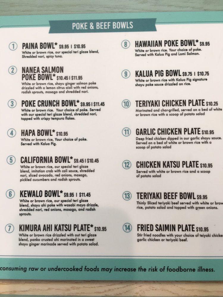 Menu at Pa'ina Cafe, Las Vegas