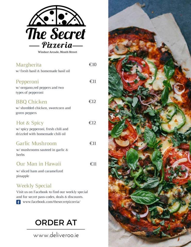 Menu at Secret Bar, Dublin