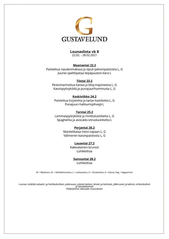 Menu at Gustavelund Hotel & Restaurant, Finland