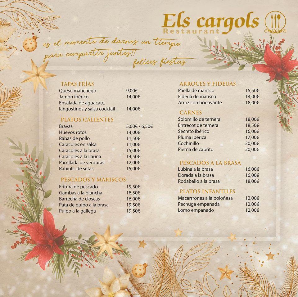 Menu at Restaurant Els Cargols, Cerdanyola del Vallès, Carrer de Sant ...