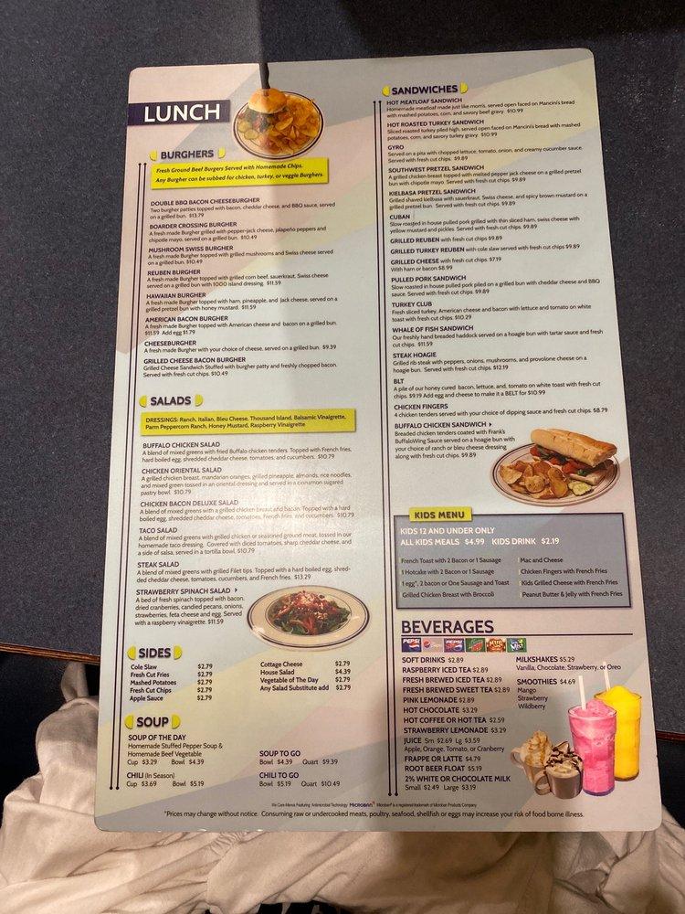 Menu at Freedom Square Diner restaurant, Verona