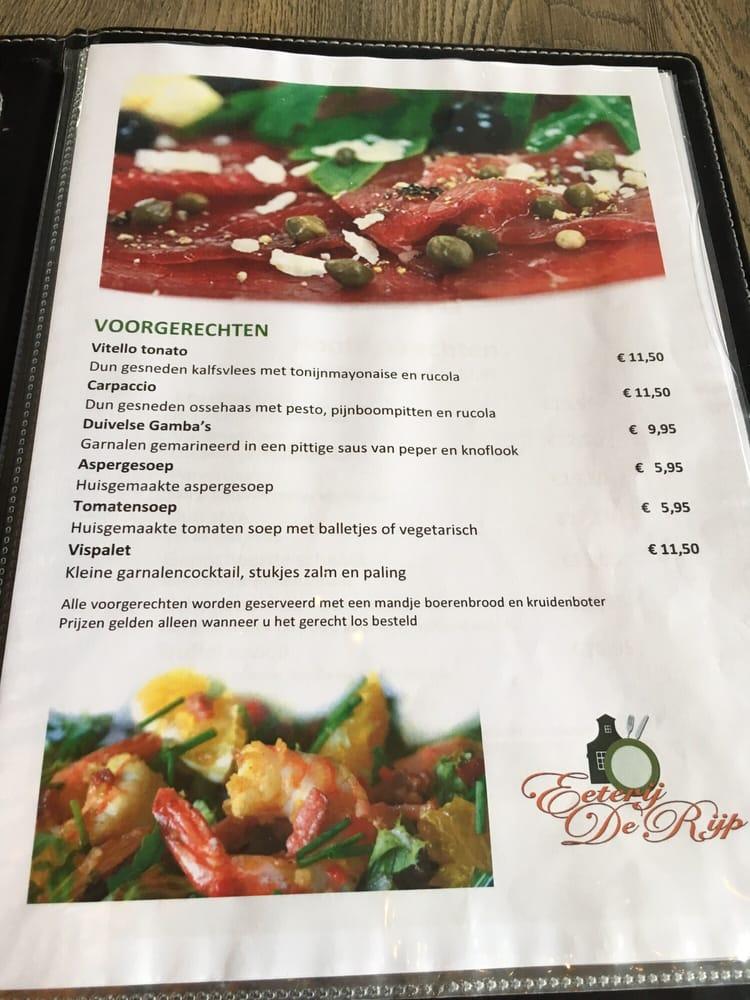 Menu at Snackbar en Supermarkt Europarcs de Rijp, Oost-Graftdijk