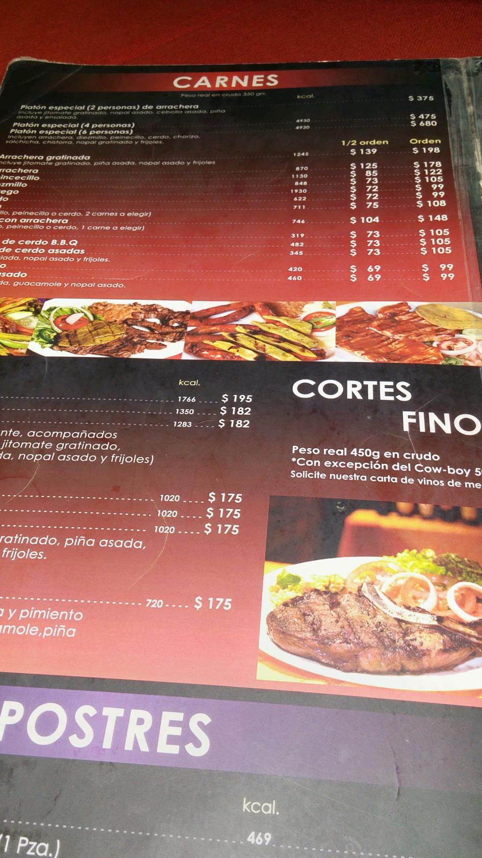 Carta de barbacoa Las Brasas, Colima