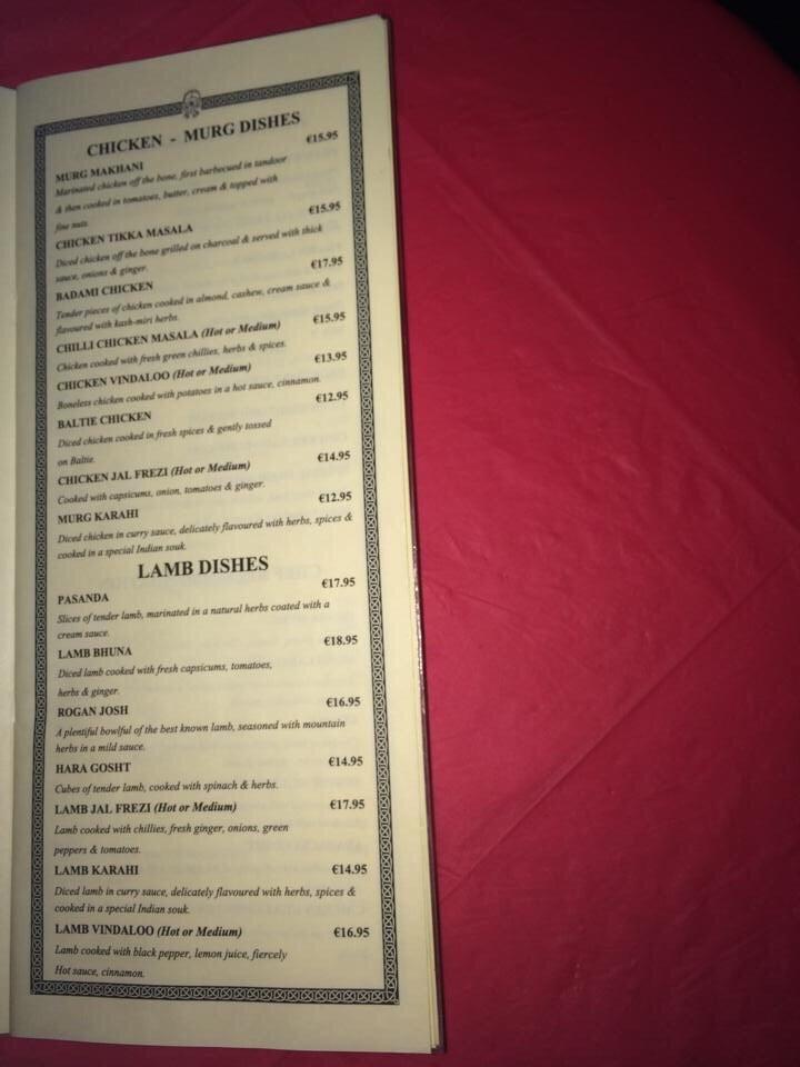 Menu at Raj Gaylord Indian Restaurant, Cork, Ballycannon carrigrohane