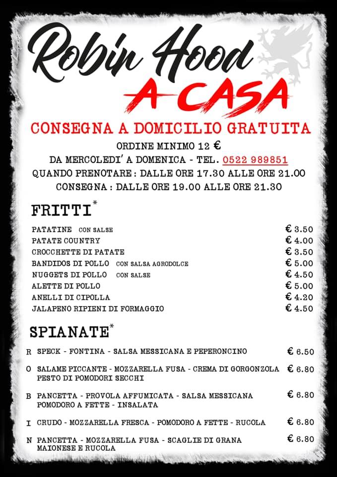 Menu at Birreria Robin Hood pub & bar, Scandiano