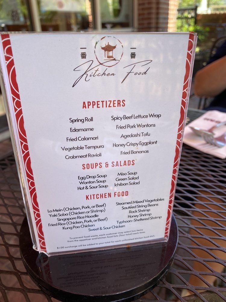 Menu at Ichiban restaurant, Williamsburg