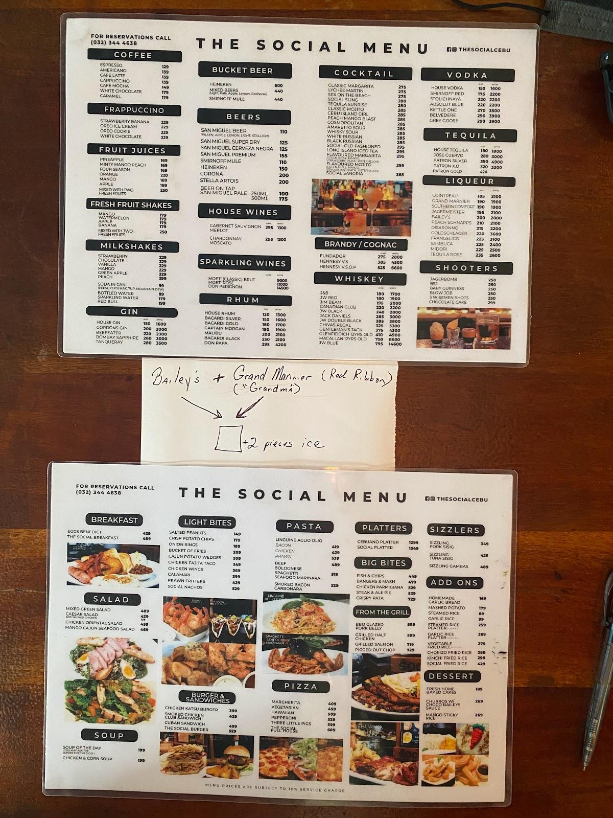 Menu at The Social pub & bar, Cebu City, Ayala Mall Cebu