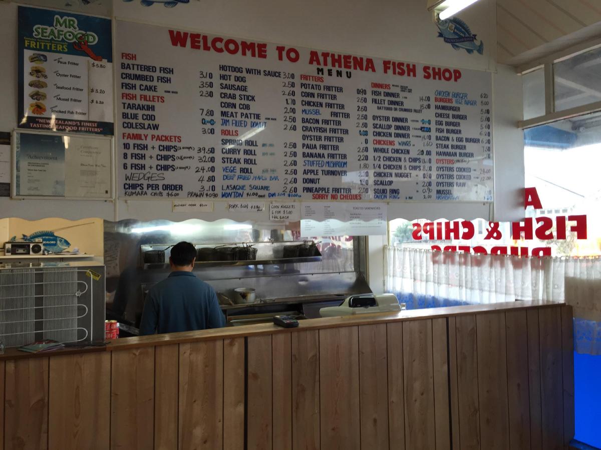 Menu at Athena Fish & Chips fast food, Wellington