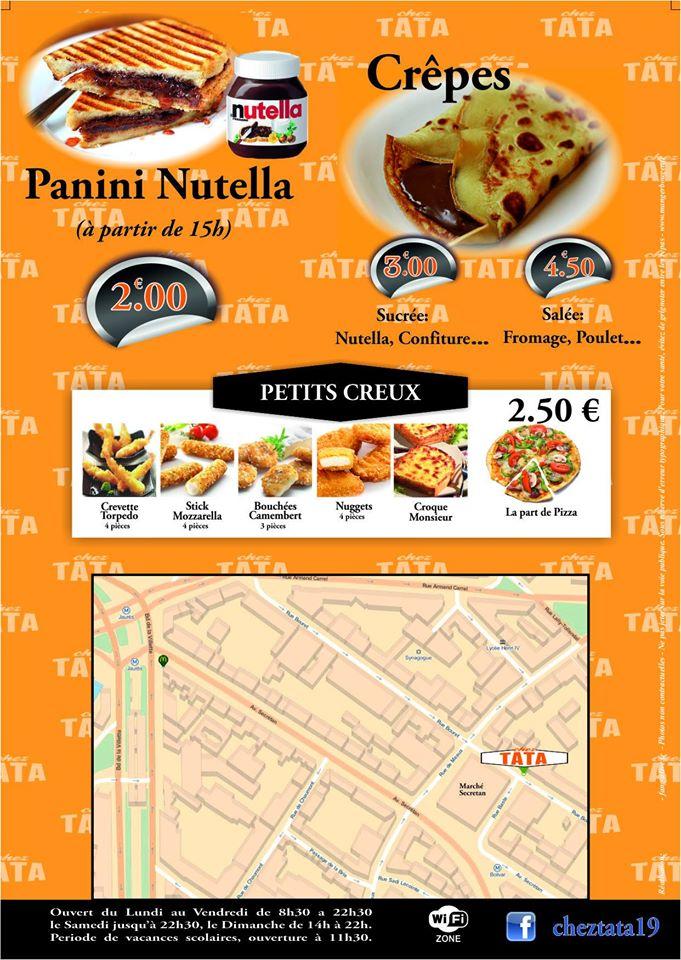 Menu at CHEZ TATA 19 restaurant, Paris
