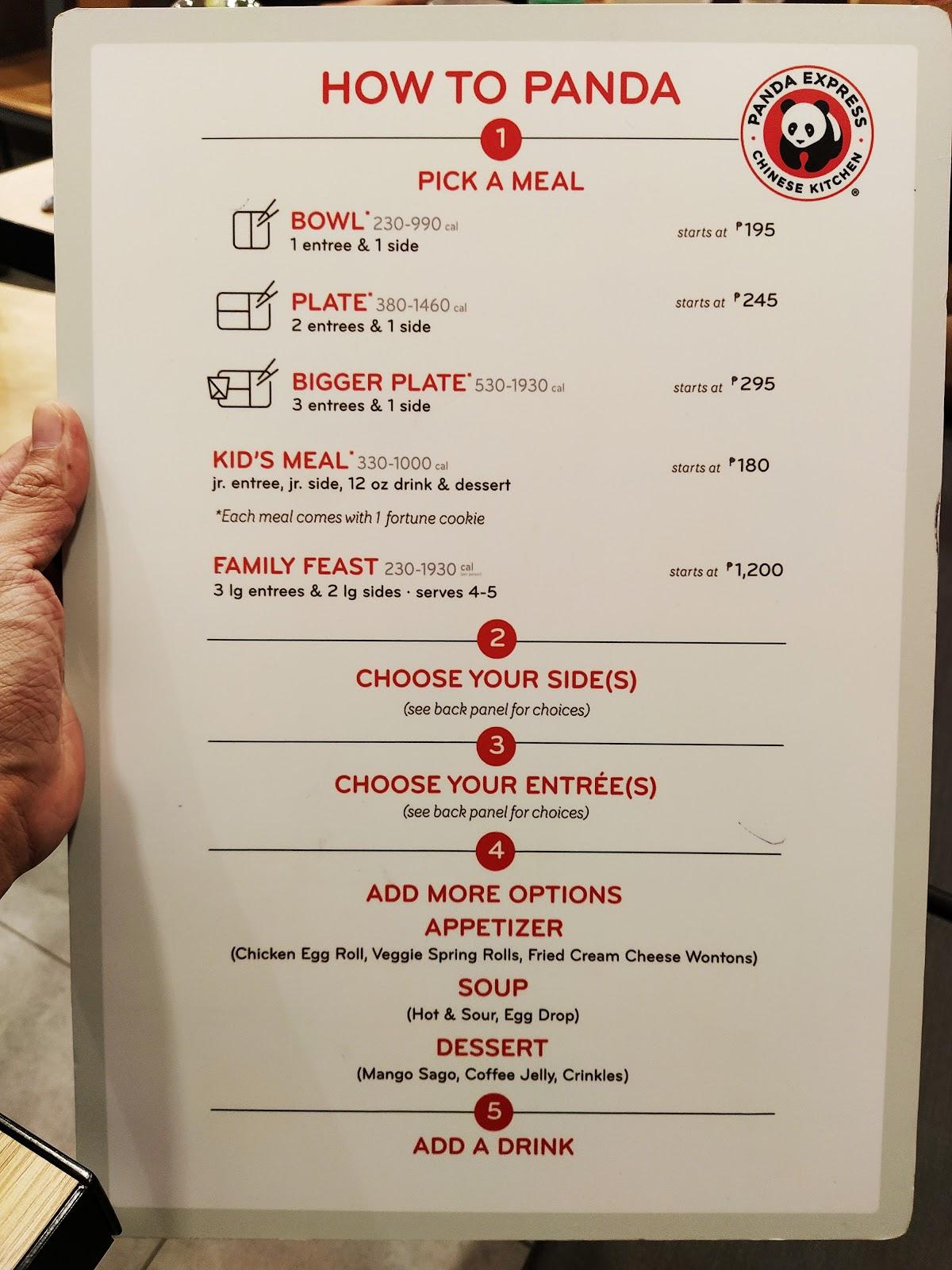Menu at Panda Express restaurant, Mandaluyong, Upper Ground Floor, SM ...