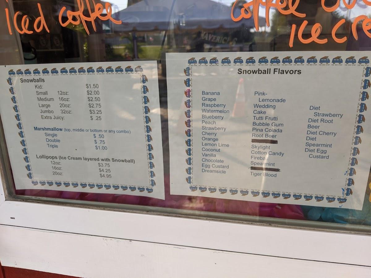 Menu at The Bus Stop restaurant, Upperco