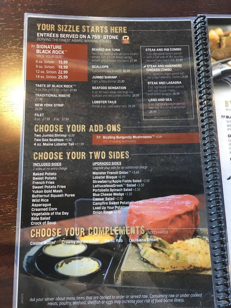 Menu at Black Rock Bar & Grill, Portage