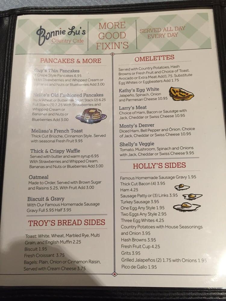 Menu at Bonnie Lu's cafe, Ojai