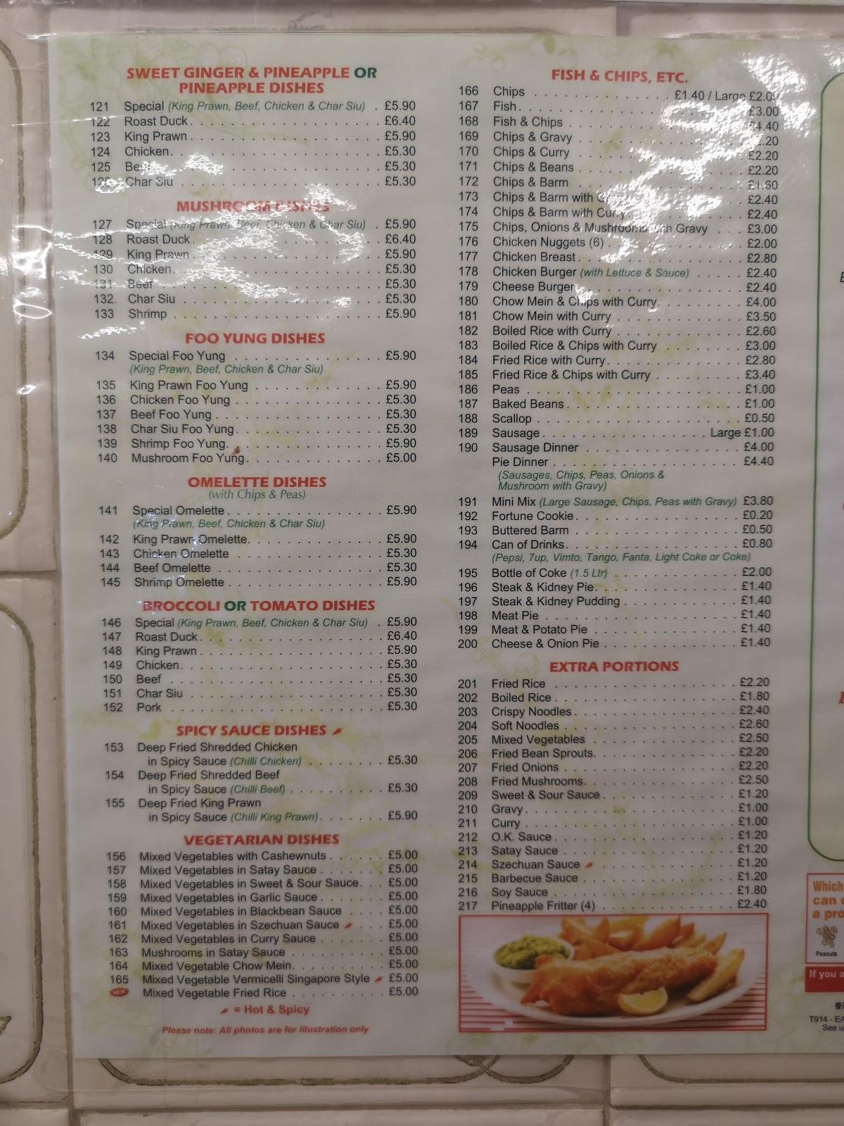 Carta de comida rápida Eat Well Fish & Chips & Chinese Takeaway, Salford
