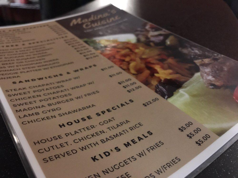 Menu at Madina Cuisine restaurant, Fargo