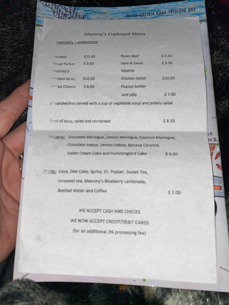 Menu at Mammy's Cupboard desserts, Natchez