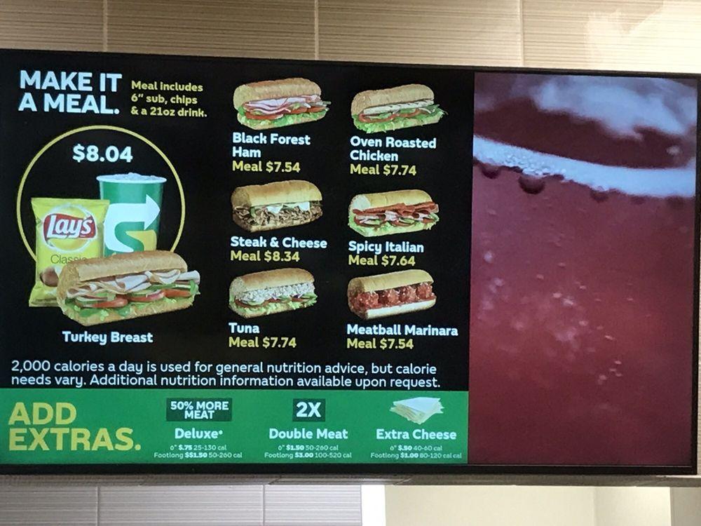 Carta de comida rápida Subway, Anaheim, 3080 E La Palma Ave
