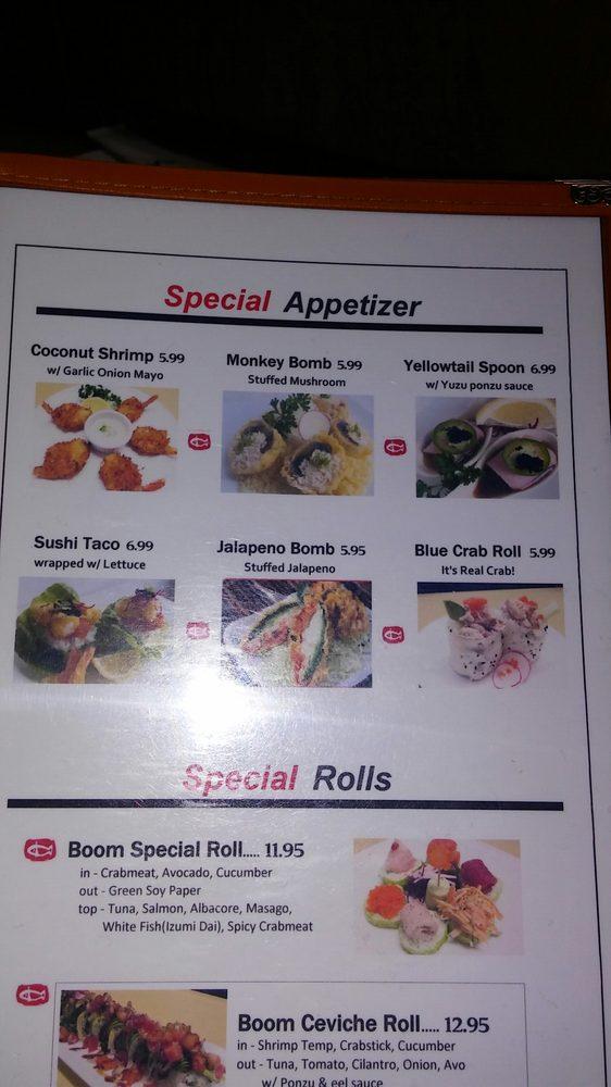 Menu at Sushi Boom restaurant, Orange