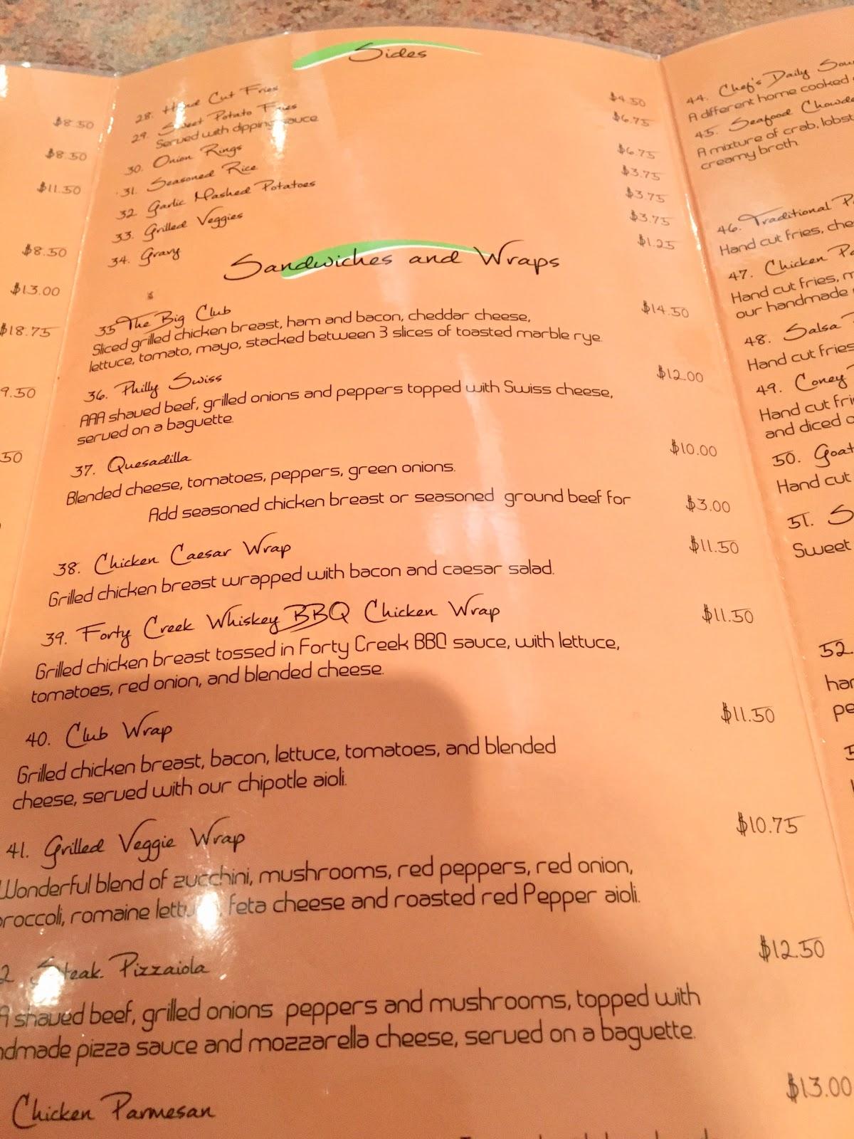 Menu at Your Place Eatery & Bar, Sarnia, 118 Christina St N