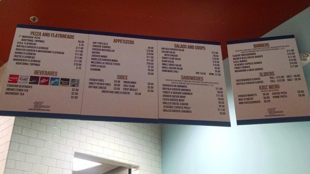 Menu at 18 Degrees Express pub & bar, Chandler