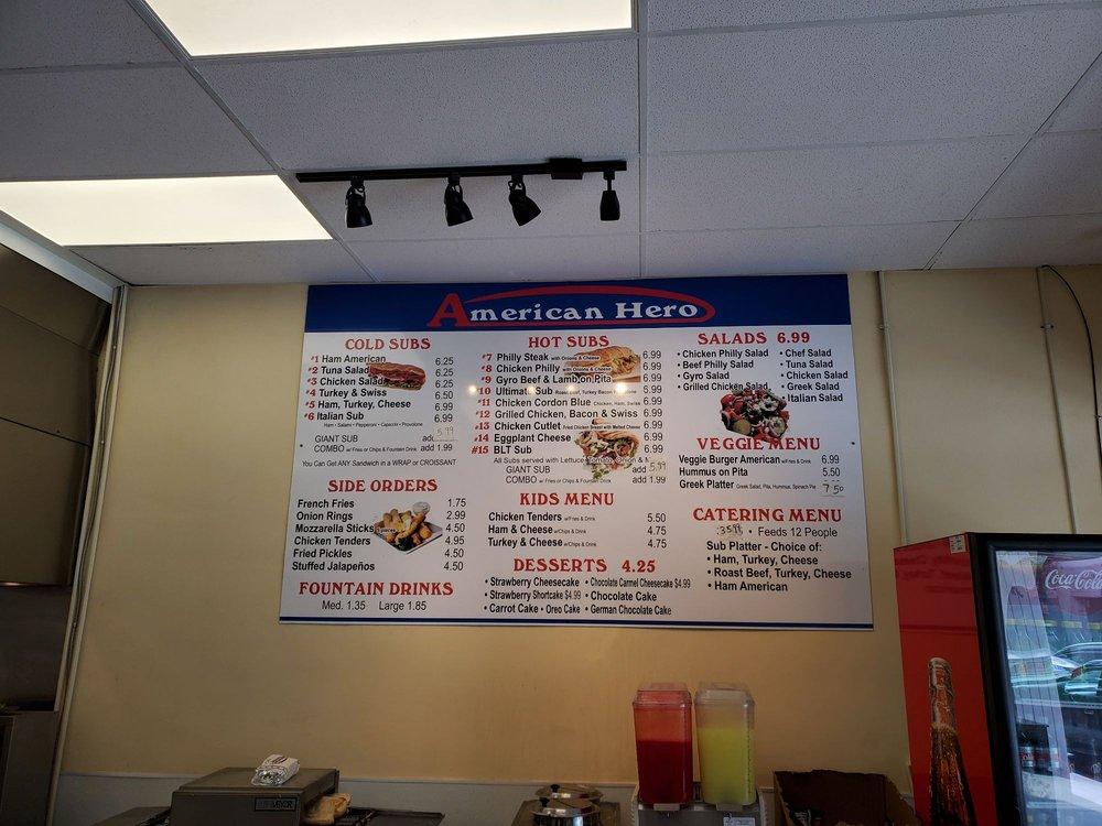 Menu at American Hero desserts, Whiteville