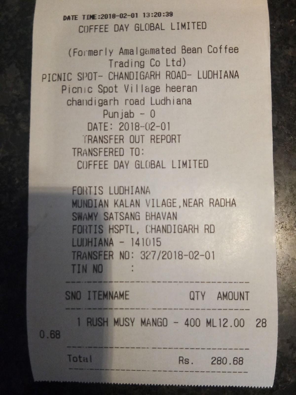 Menu at Café Coffee Day - Picnic Spot, Kohara, Picnic Spot