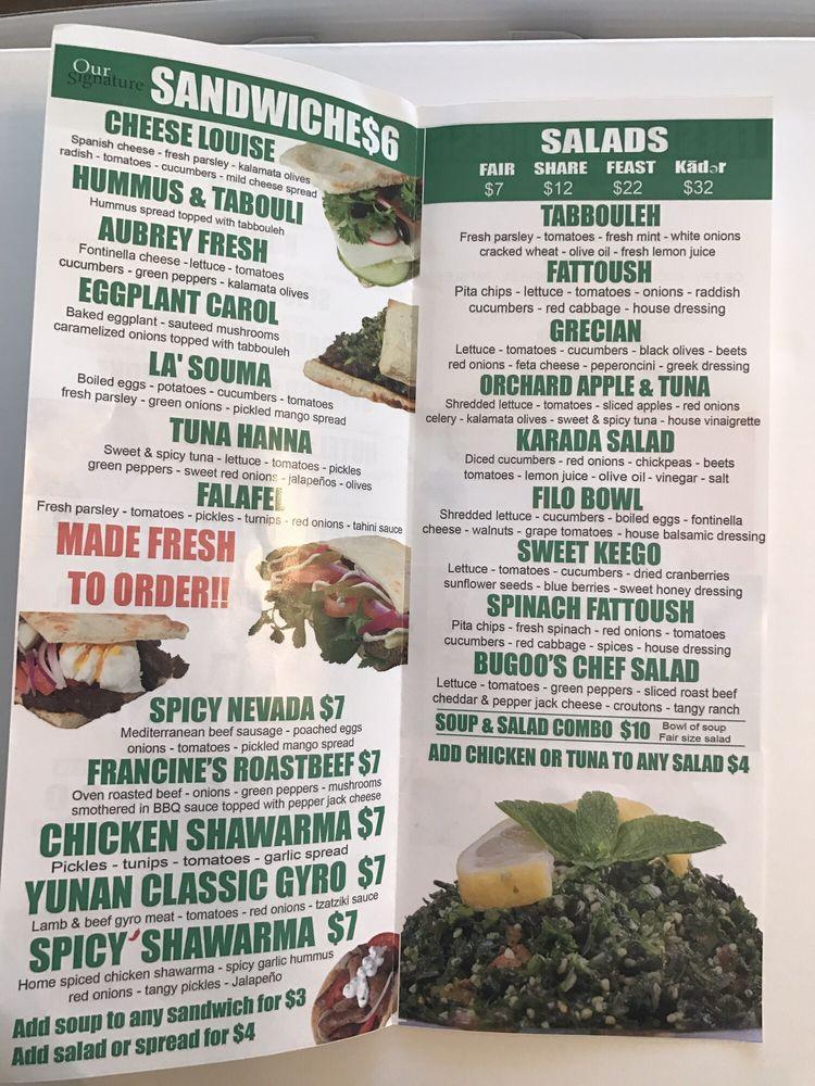 Menu at Filo Fresh restaurant, Keego Harbor