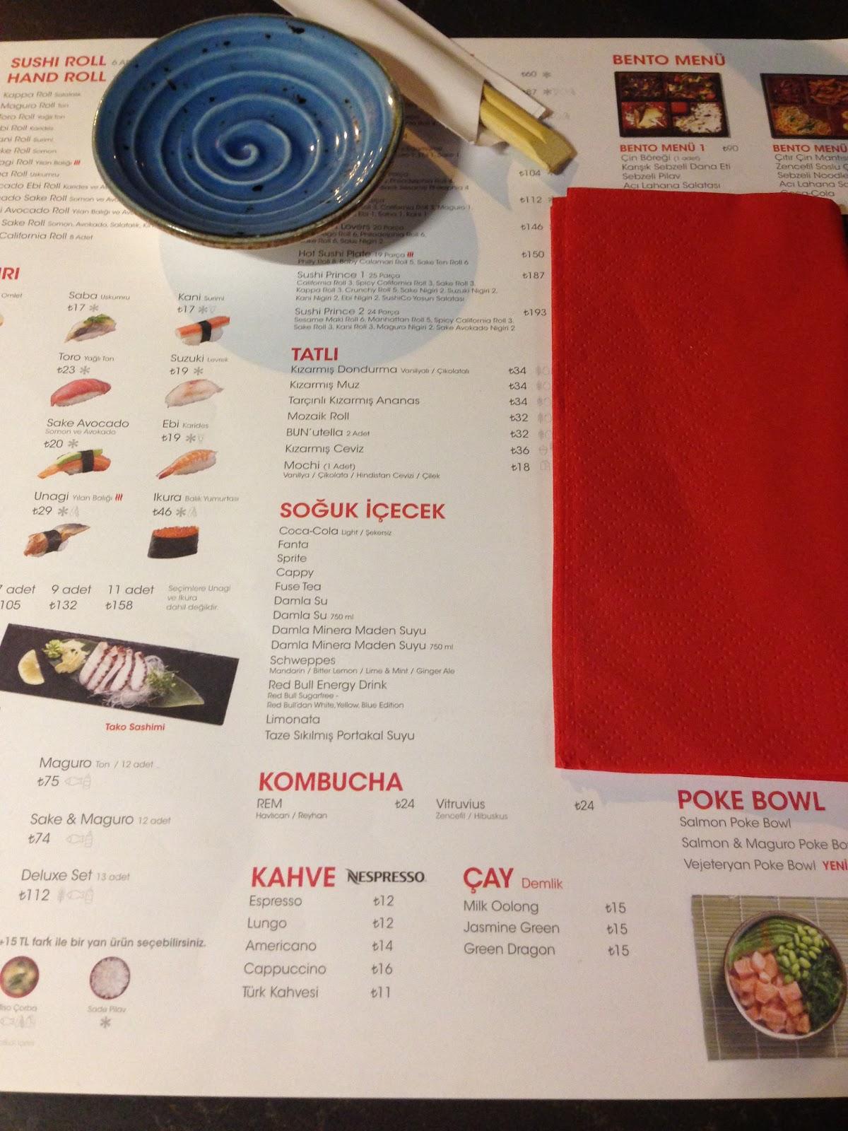 Carta de SushiCo, Estambul, Cevdet Paşa Cd. No:69 D:B