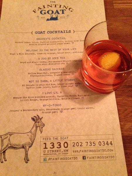 Menu at The Fainting Goat pub & bar, Washington