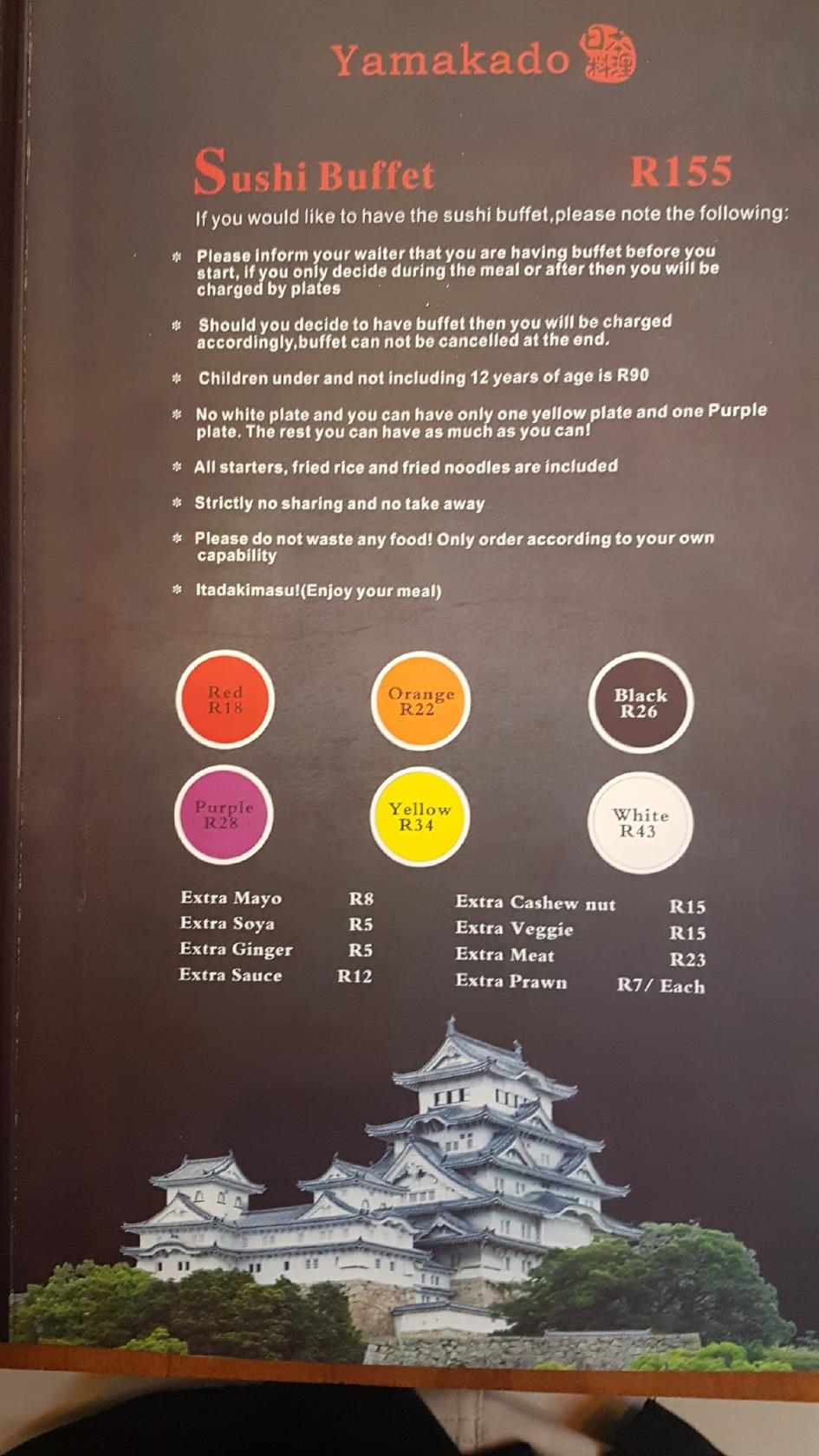 Menu at Yamakado Sushi Restaurant Fourways, Sandton