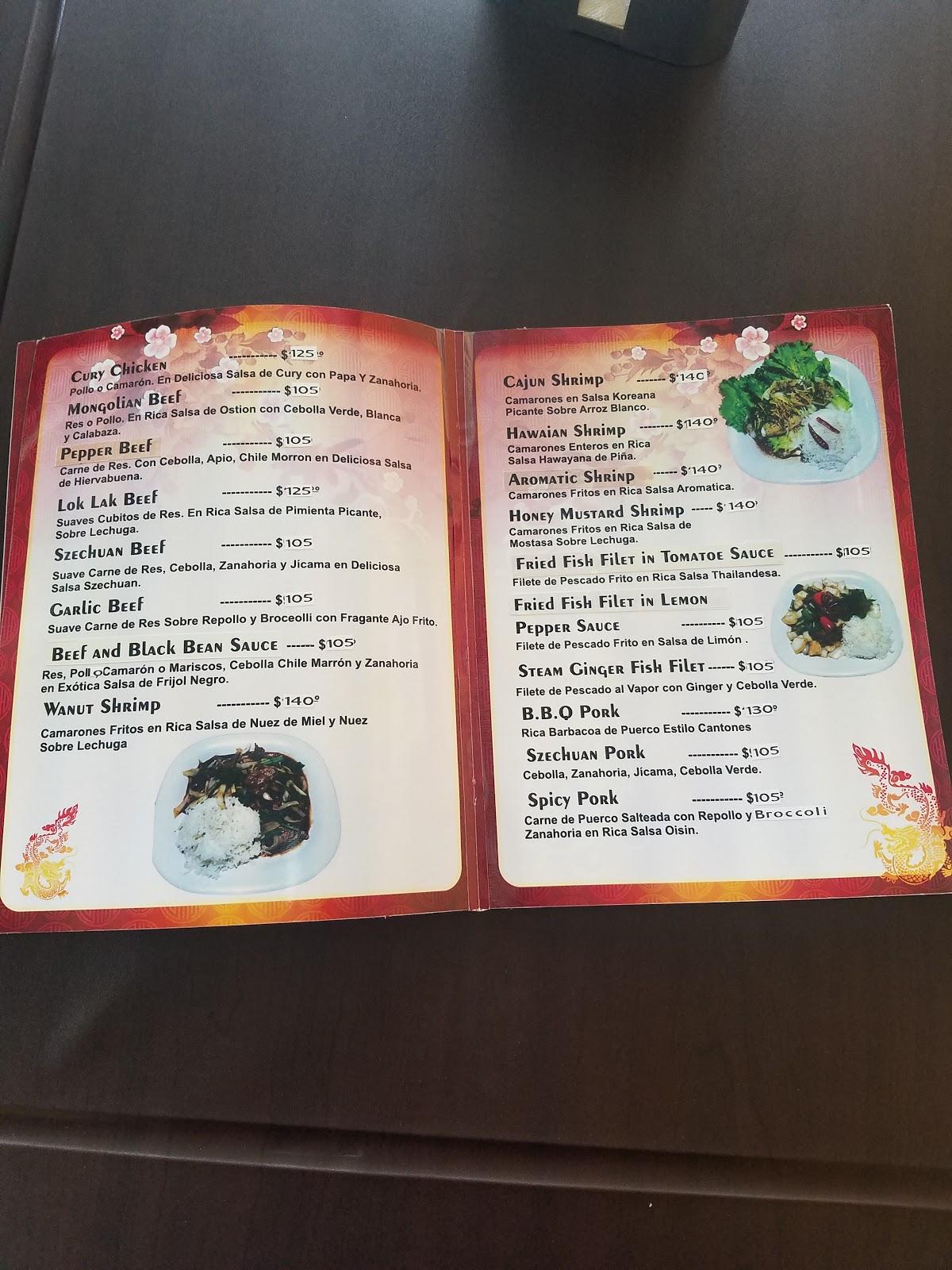 Menu at Yin Yang Asian Cusine restaurant, Mexico