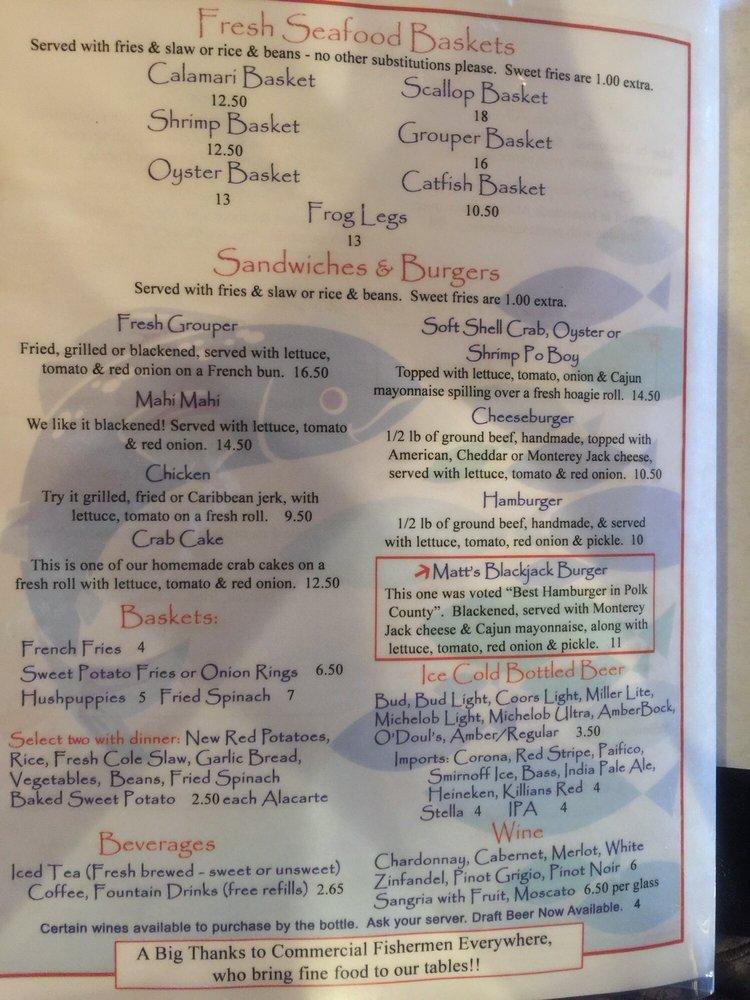 Menu at Crazy Fish Bar And Grill, Lake Wales