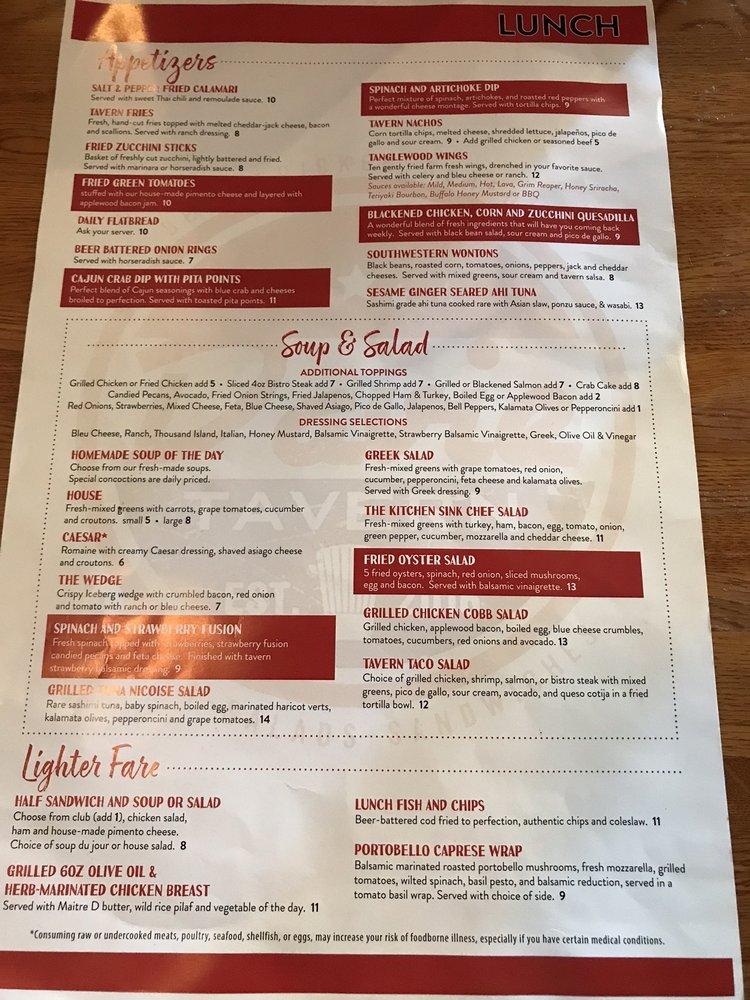 Menu at Davie Tavern pub & bar, Bermuda Run