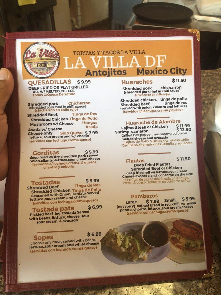 Menu at La Villa Df restaurant, Phoenix