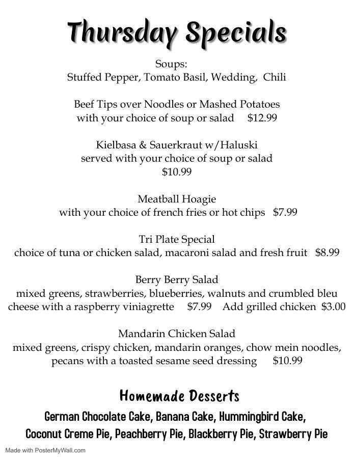 Menu at Rhonda's Emerald Diner restaurant, Hubbard, 825 N Main St