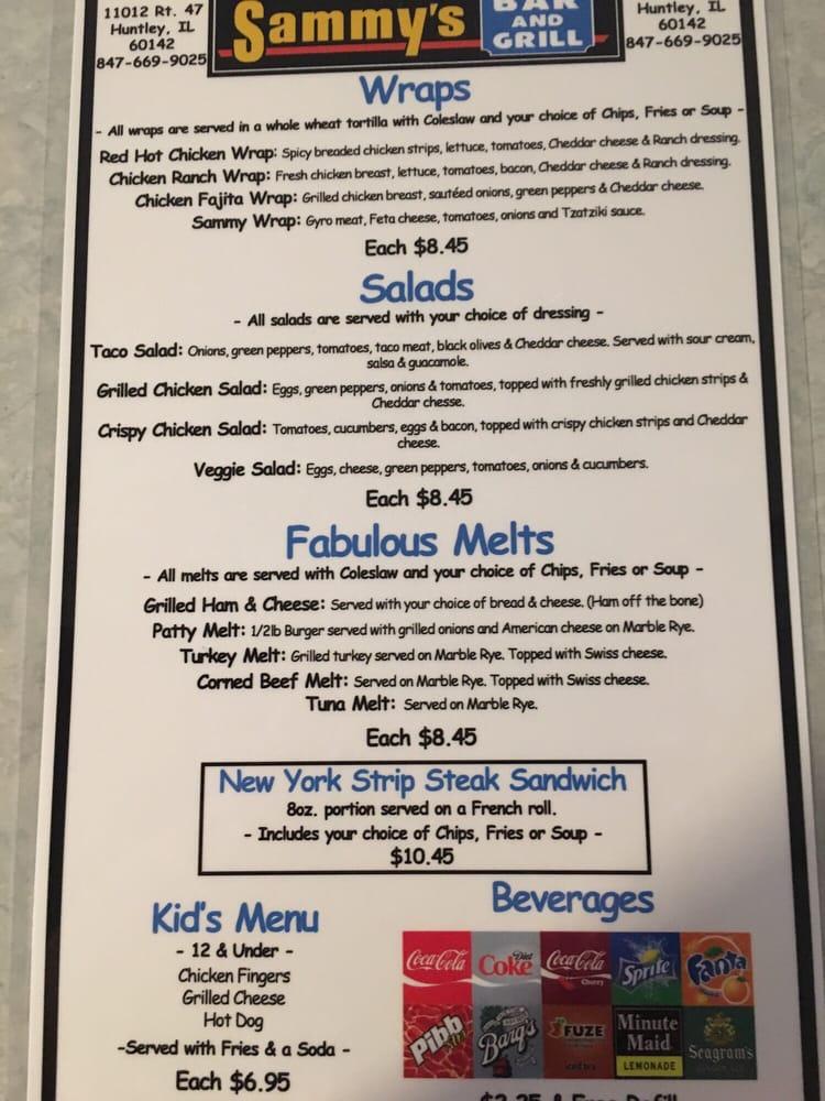 Menu at Sammy's Restaurant & Bar, Huntley