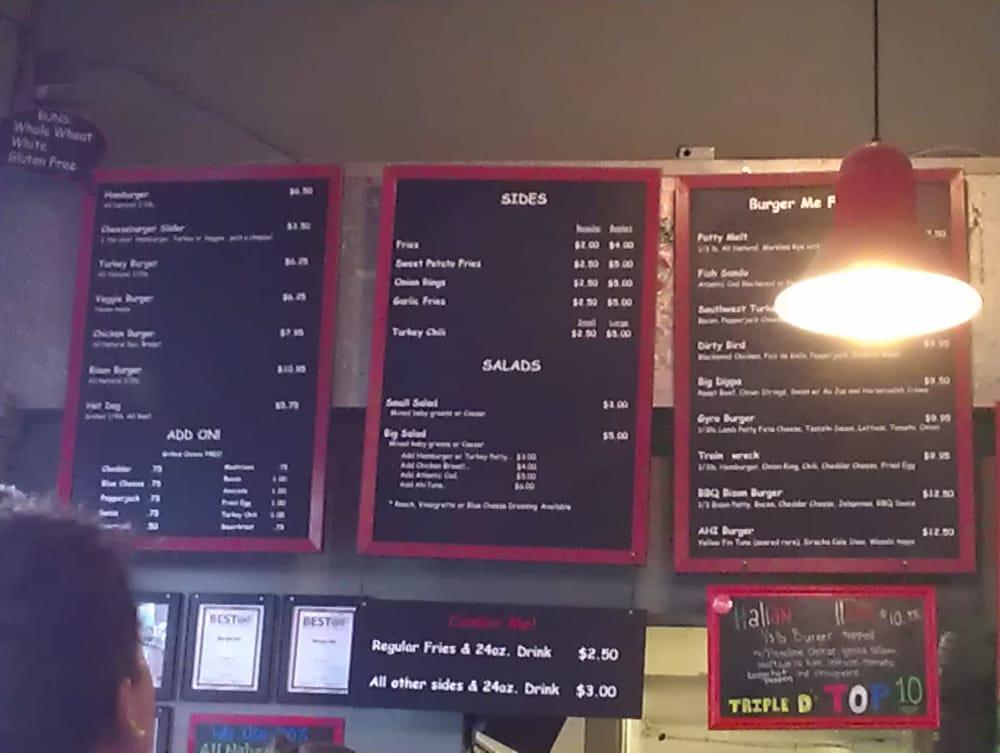 Menu at Burger Me restaurant, Truckee