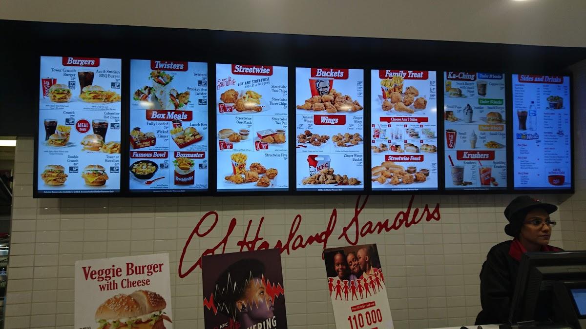 Menu at KFC Scottburgh restaurant, Scottburgh