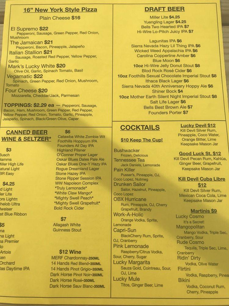 Menu at Lucky 12 Tavern pub & bar, Nags Head