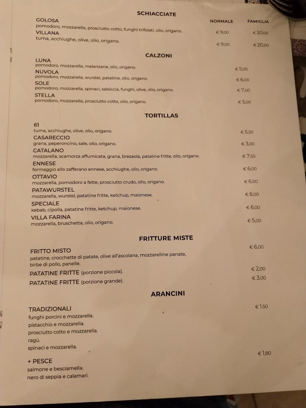 Menu da Pizza Telefono pizzeria, Enna